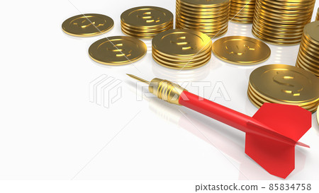 The darts and gold coins on white background... - Stock Illustration ...