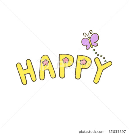 Happy handwritten characters - Stock Illustration [85835897] - PIXTA