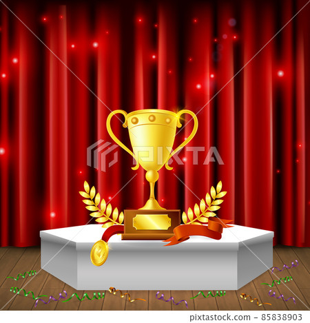 Pedestal With Awards Realistic Composition - Stock Illustration ...