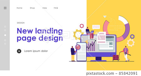 Tiny programmers in analysis process of data - Stock Illustration [85842091] - PIXTA