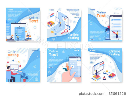 Online Testing Course Post Template Flat Design...-插圖素材 [85861226 ...