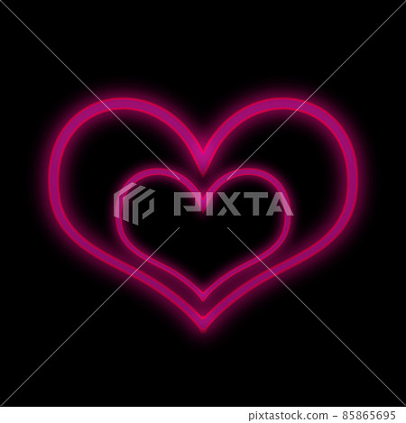Double Heart Pink Neon_Square - Stock Illustration [85865695] - PIXTA