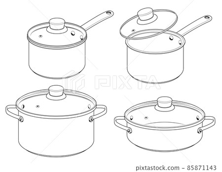 cookware one-handed pan, two-handed pan - Stock Illustration [85871143 ...
