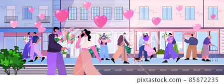 loving people celebrating happy valentines day... - Stock Illustration ...