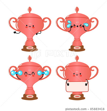 Funny cute bronze trophy cup characters bundle... - Stock Illustration ...