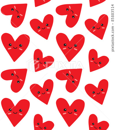 Vector seamless pattern of hearts with faces - Stock Illustration ...