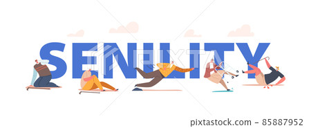 Senility Concept. Senior Male and Female... - Stock Illustration ...