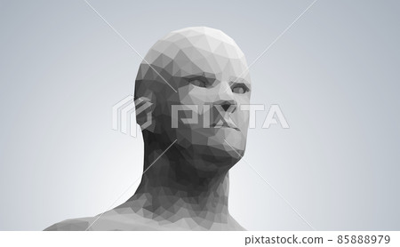 Human head, low poly style 3d vector wireframe...-插圖素材 [85888979] - PIXTA圖庫