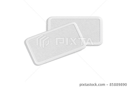 Blank white rectangle embroidered patch mockup... - Stock Illustration ...