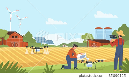 Smart Farming Concept Vector Illustration, Cartoon Flat