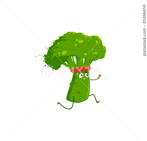 Cartoon broccoli sportsman running, vector... - Stock Illustration ...