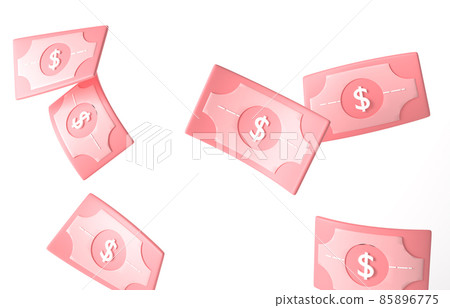 Bundle of icon money. minimal pink banknote on... - Stock Illustration ...
