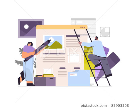 developers couple creating website ui interface... - Stock Illustration [85903308] - PIXTA