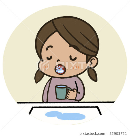 Girl gargling - Stock Illustration [85903751] - PIXTA