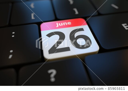 June 26 date on a keyboard key, 3d rendering - Stock Illustration ...