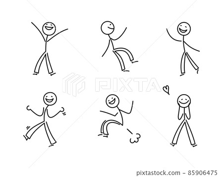 Simple stickman illustration set joyful dynamic - Stock Illustration ...