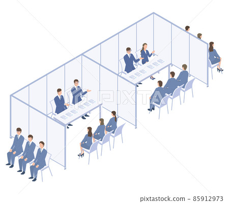 Isometric illustration of a job interview held... - Stock Illustration ...