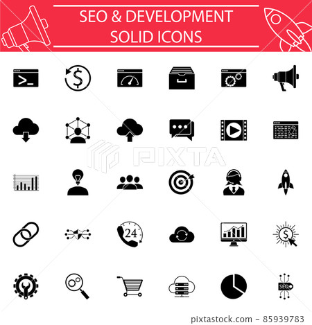 SEO and Development solid pictograms package,...-插圖素材 [85939783] - PIXTA圖庫