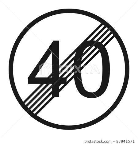 End maximum speed limit 40 sign line icon,... - Stock Illustration ...