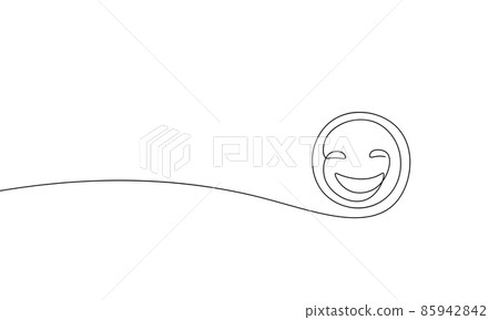 Continuous line smile emoji art. Single line... - Stock Illustration ...