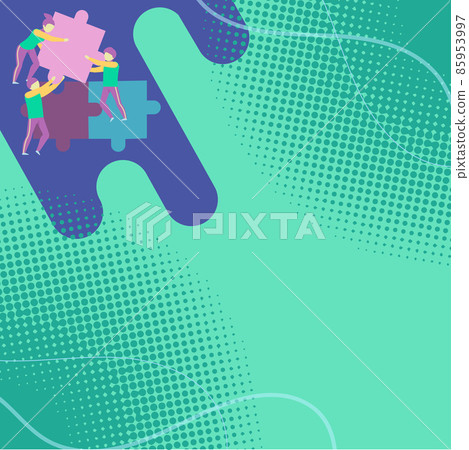 Illustration Of Team Holding Jigsaw Puzzle... - Stock Illustration ...