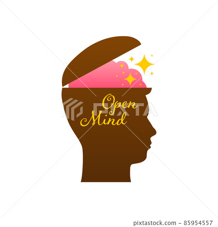 Open mind. Cartoon icon on light backdrop.... - Stock Illustration ...