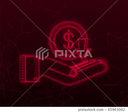 Plexus Down Dollar Sign in hands on red... - Stock Illustration ...