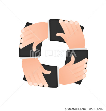Abstract teamwork hands sign for concept... - Stock Illustration ...