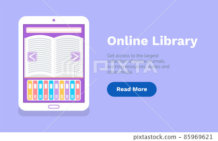 Online Library Web Page Template, Education Vector - Stock Illustration ...