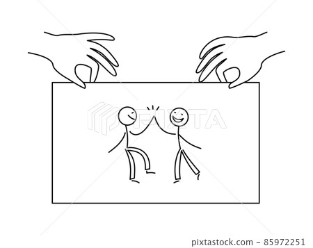 Simple stickman illustration high five connect - Stock Illustration ...