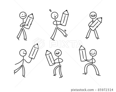 Simple stickman illustration set with a pencil - Stock Illustration ...