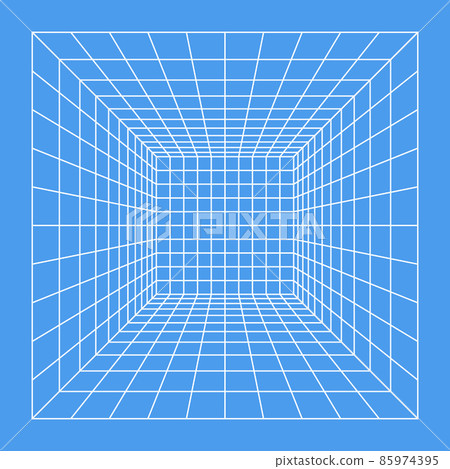Wireframe perspective cube. 3d wireframe grid... - Stock Illustration ...
