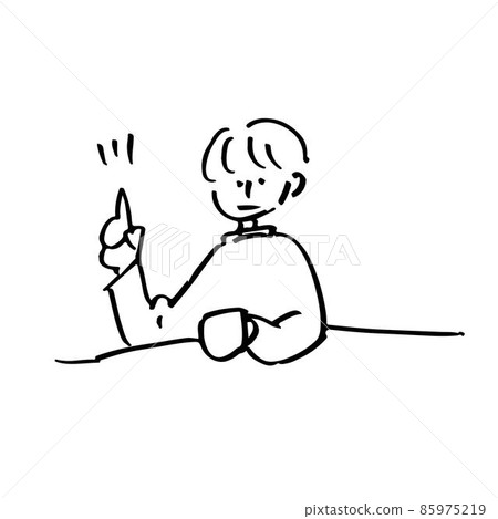Illustration of a man pointing a line drawing - Stock Illustration ...
