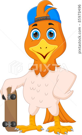 cartoon cute chicken skateboarding - Stock Illustration [85978496] - PIXTA