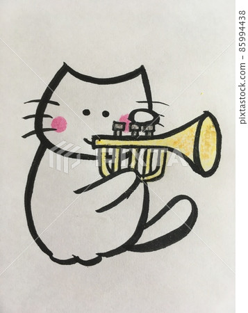 Cat playing the trumpet - Stock Illustration [85994438] - PIXTA