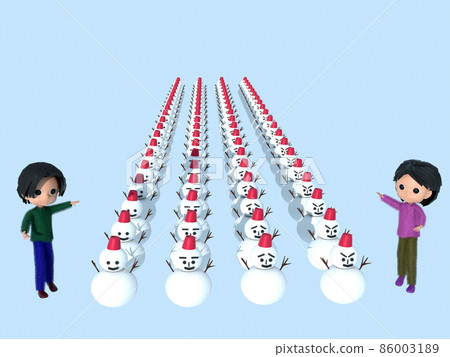 Lots of snowmen and children - Stock Illustration [86003189] - PIXTA