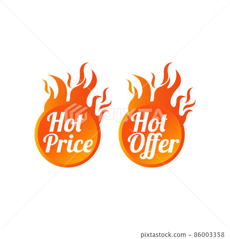 hot price and price on fire banners - text in... - Stock Illustration ...