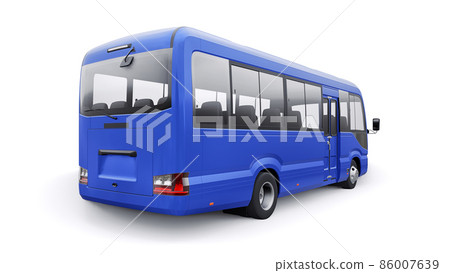 Blue Small bus for travel. Car with empty body... - Stock Illustration ...