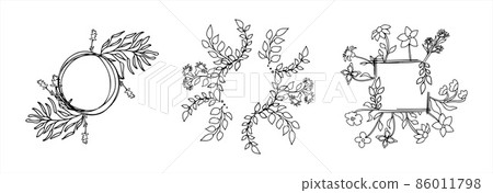 Floral vector doodle design frames. Hand drawn... - Stock Illustration ...