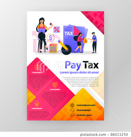 Pay taxes online business poster with flat... - Stock Illustration ...