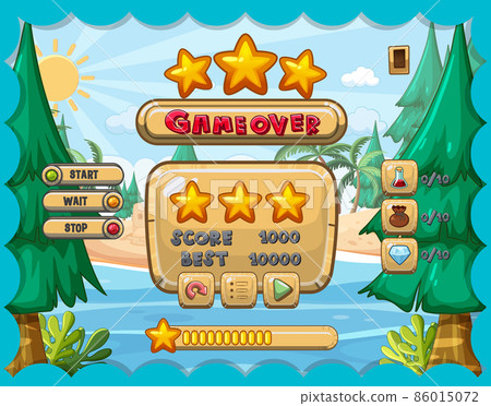Game user interface with game over and three stars - Stock Illustration ...