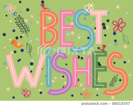 Best Wishes colorful glossy lettering sign with... - Stock Illustration ...