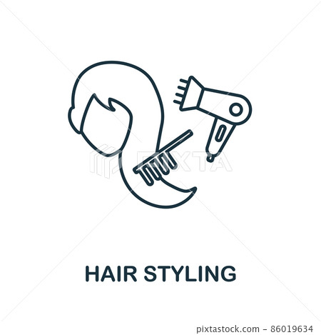 Hair Styling icon. Line element from... - Stock Illustration [86019634 ...