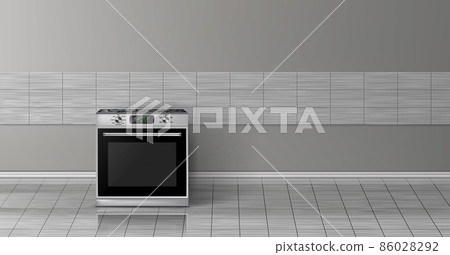 Vector 3d realistic mockup - stove in kitchen - Stock Illustration ...