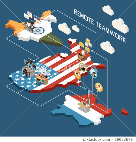 Distant Teamwork Concept - Stock Illustration [86032678] - PIXTA