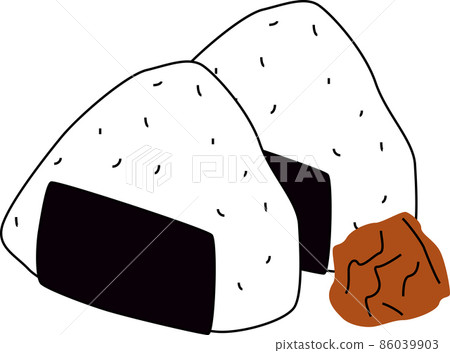 Umeboshi and rice ball illustration material - Stock Illustration ...