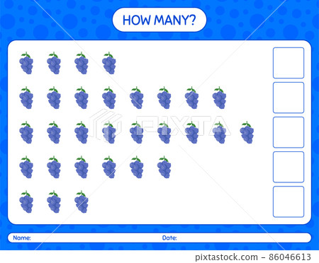 How many counting game with blueberry worksheet... - Stock Illustration ...