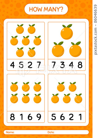 How many counting game with orange worksheet... - Stock Illustration ...