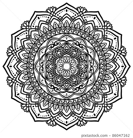 Mandala art (line art, flowers, geometric... - Stock Illustration ...