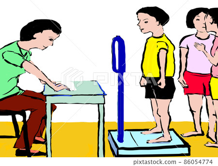 Elementary school body measurement weight - Stock Illustration ...